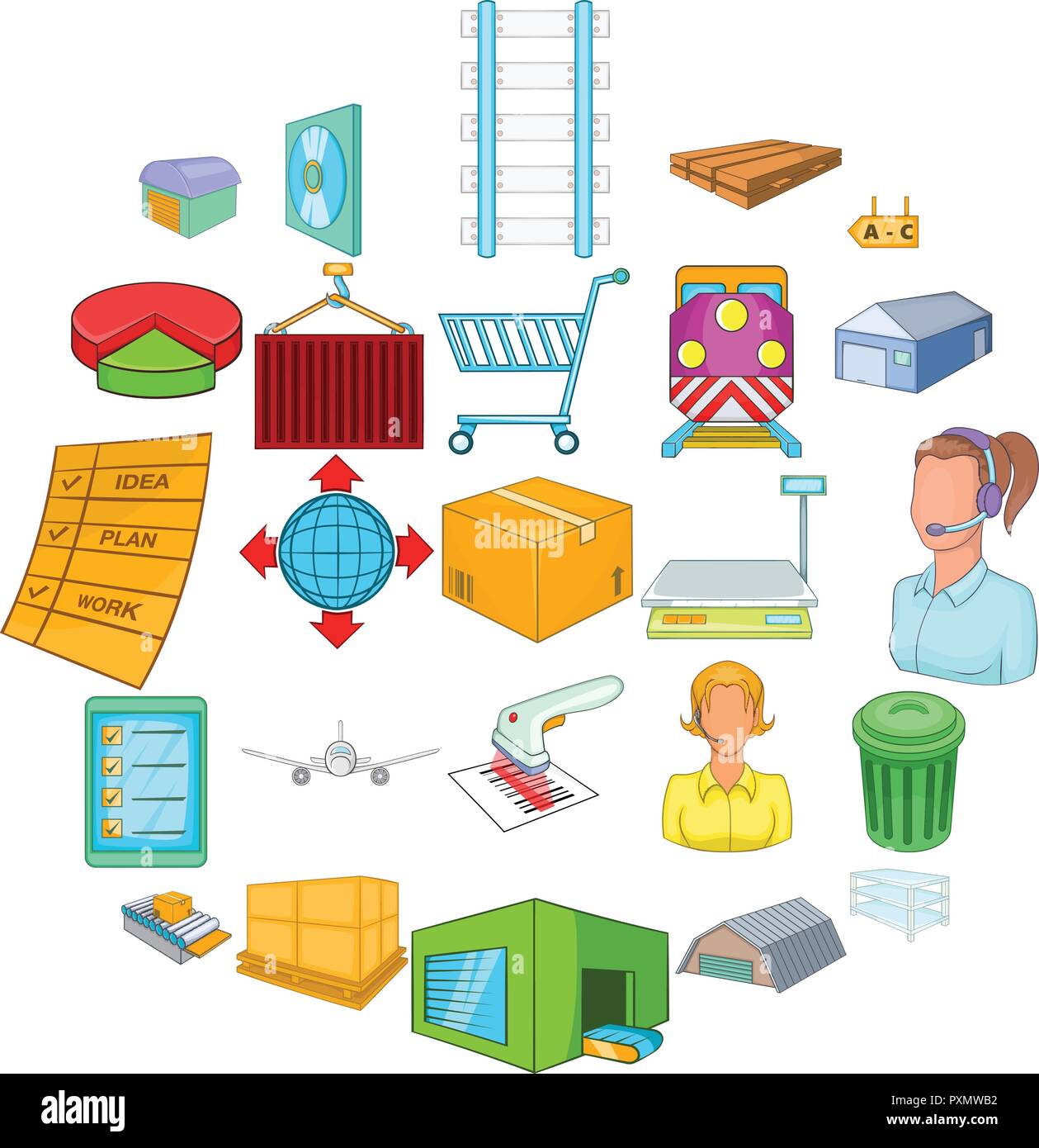 Large warehouse icons set, cartoon style Stock Vector Image & Art - Alamy