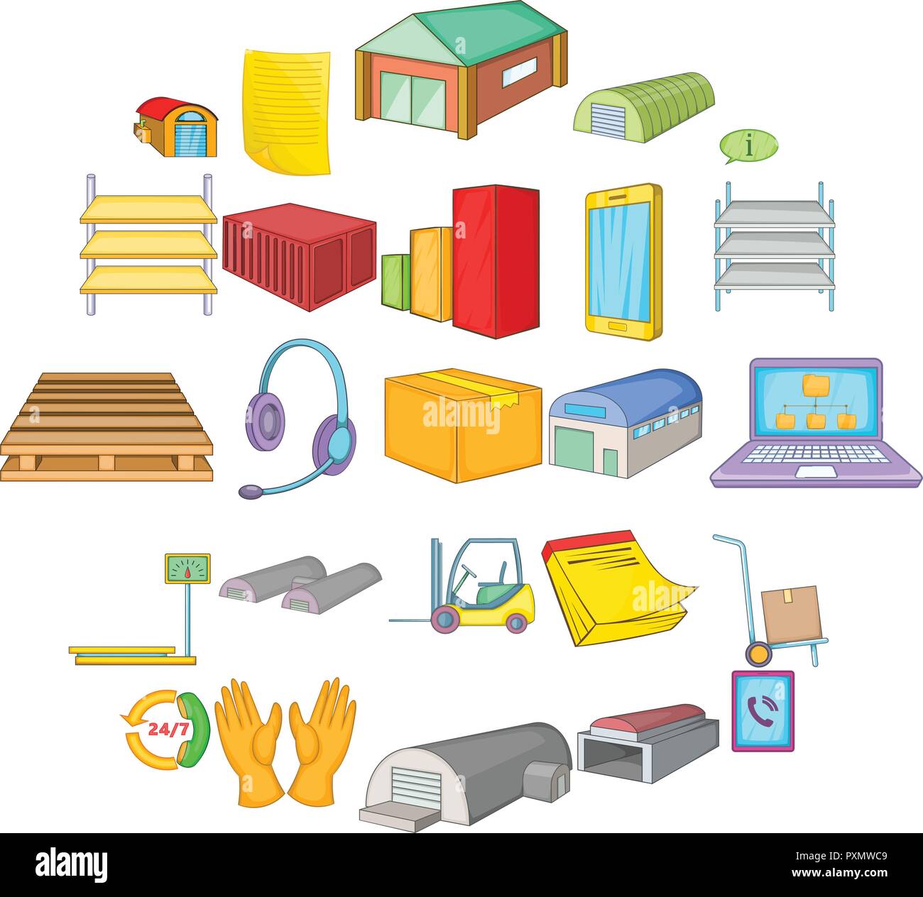 Storage of goods icons set, cartoon style Stock Vector Image & Art - Alamy