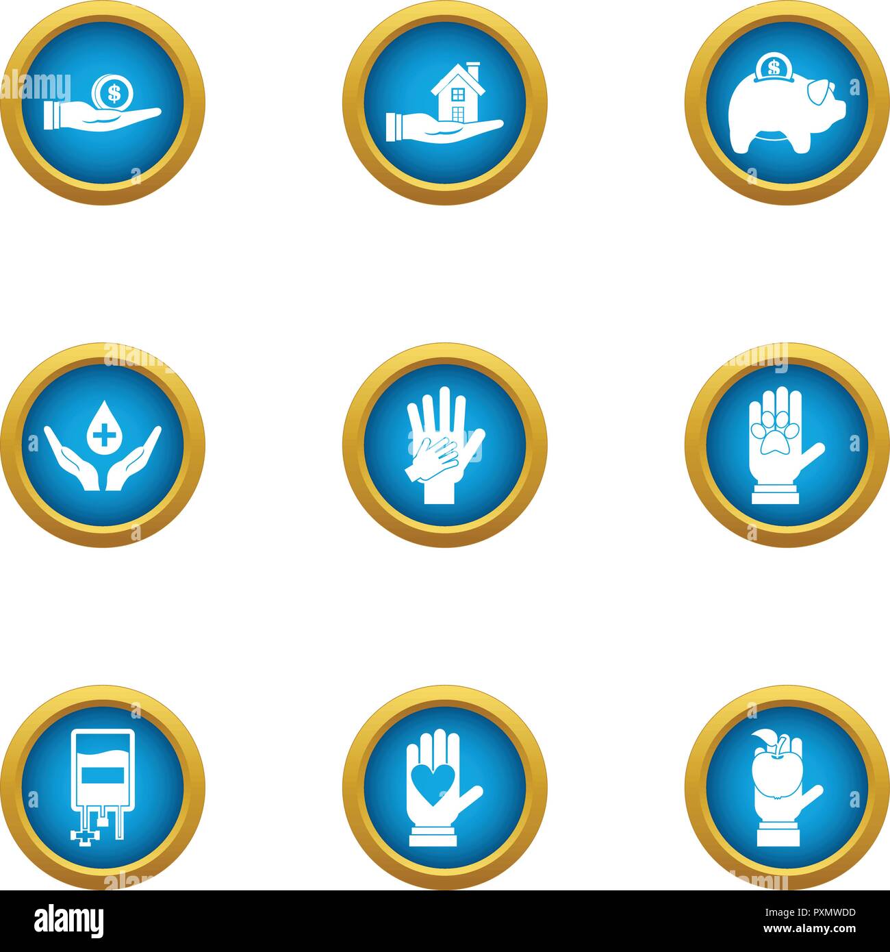 Contribution icons set, flat style Stock Vector Image & Art - Alamy