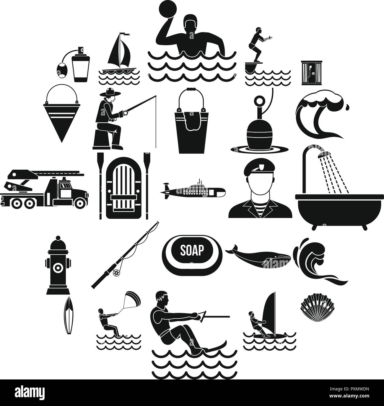 Aquatic icons set, simple style Stock Vector Image & Art - Alamy