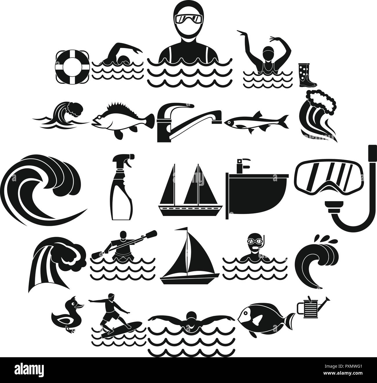 Aqua icons set, simple style Stock Vector Image & Art - Alamy