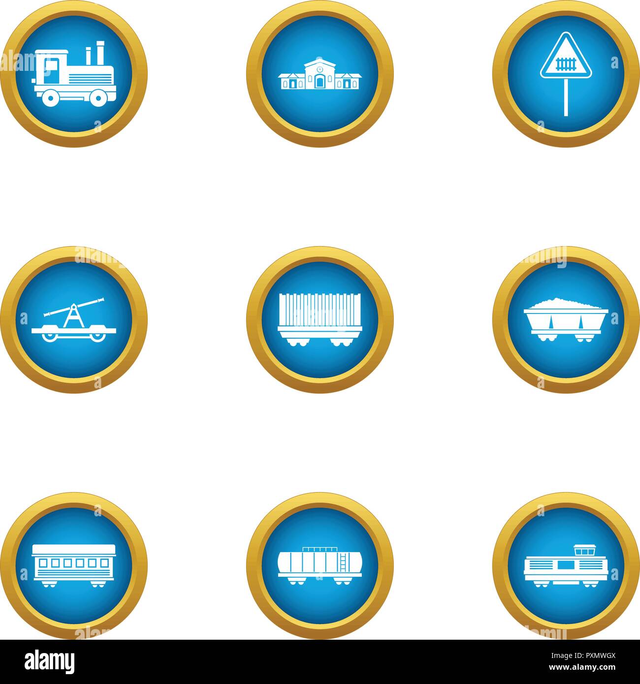 Railway service icons set, flat style Stock Vector Image & Art - Alamy