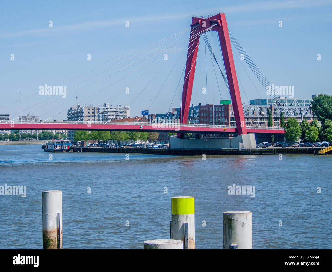 panoramic view of Willems bridge in Rotterdam in the Netherlands ...