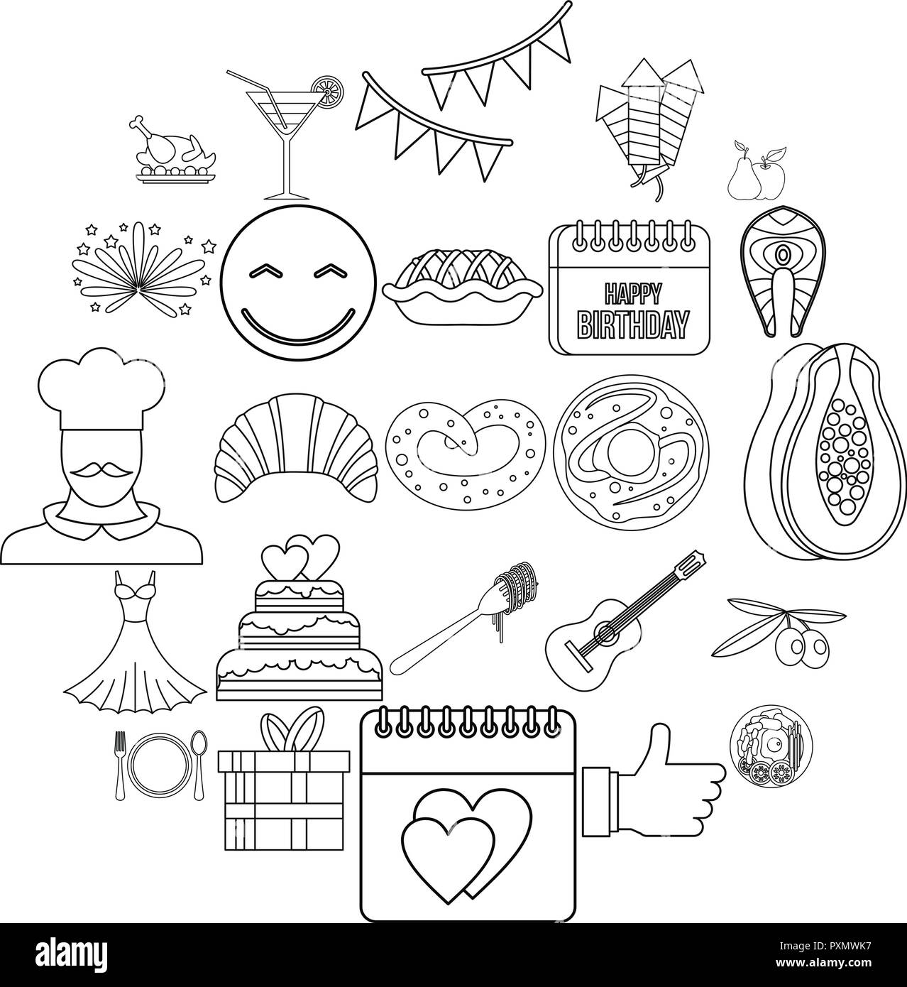 Delight icons set, outline style Stock Vector Image & Art - Alamy