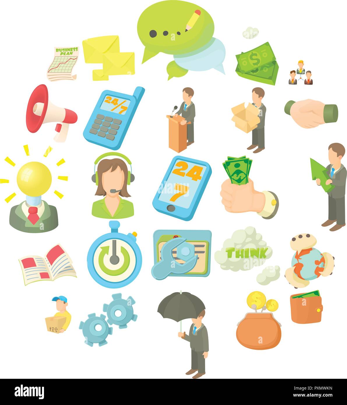 Employee of the bank icons set, cartoon style Stock Vector Image & Art ...