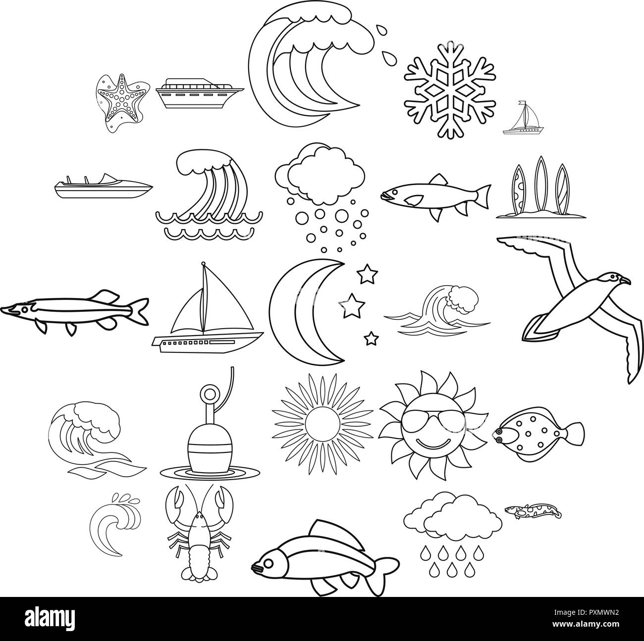Fluid icons set, outline style Stock Vector Image & Art - Alamy