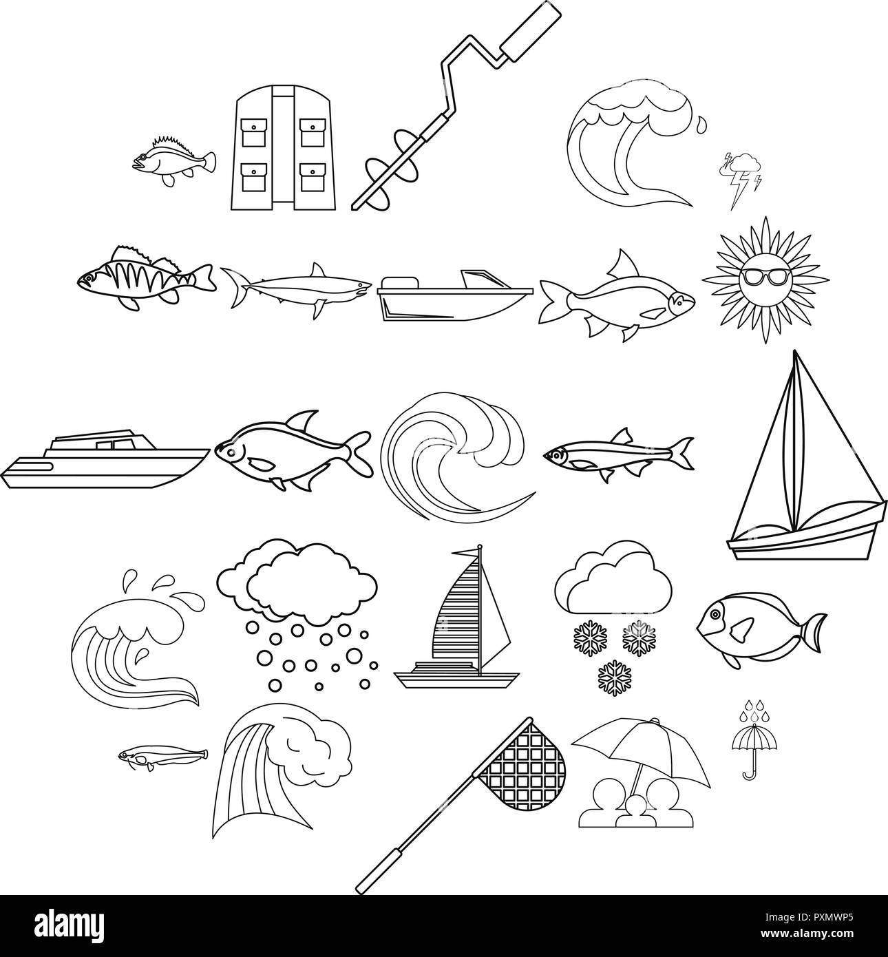 Wet icons set, outline style Stock Vector Image & Art - Alamy