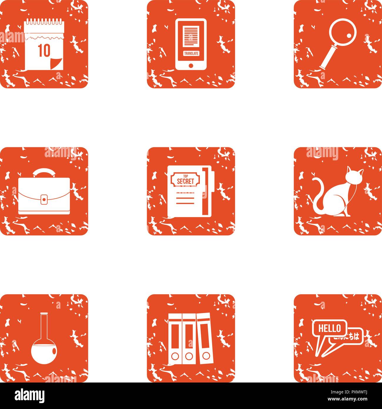 Language interpreter icons set, grunge style Stock Vector Image & Art ...