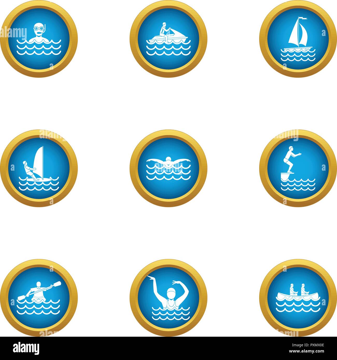 Recreation water icons set, flat style Stock Vector Image & Art - Alamy
