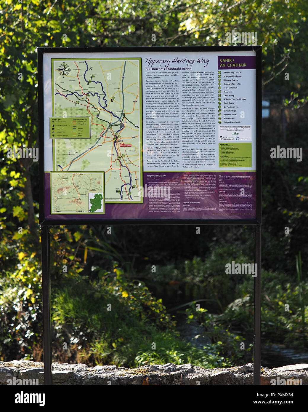 Directions sign beside cahir castle county tipperary hi-res stock ...