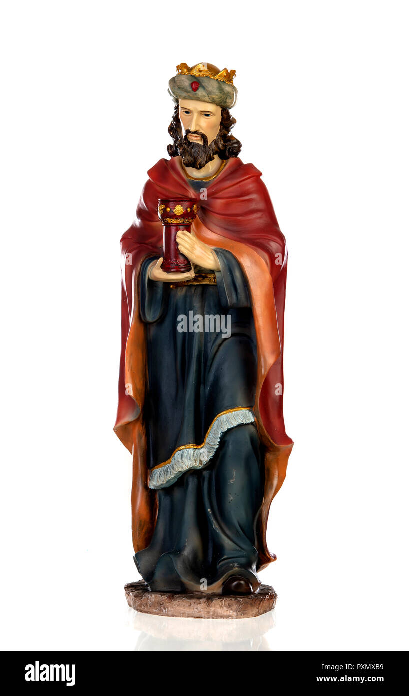Gaspar, one of the three wise men. Ceramic figure isolated on white ...