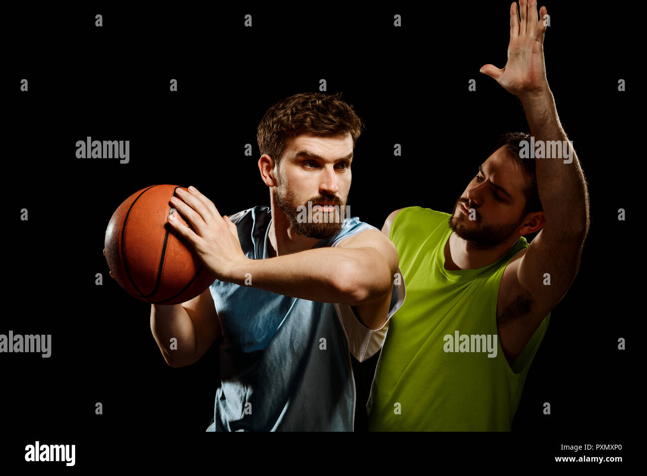 Game of two basketball players Stock Photo - Alamy