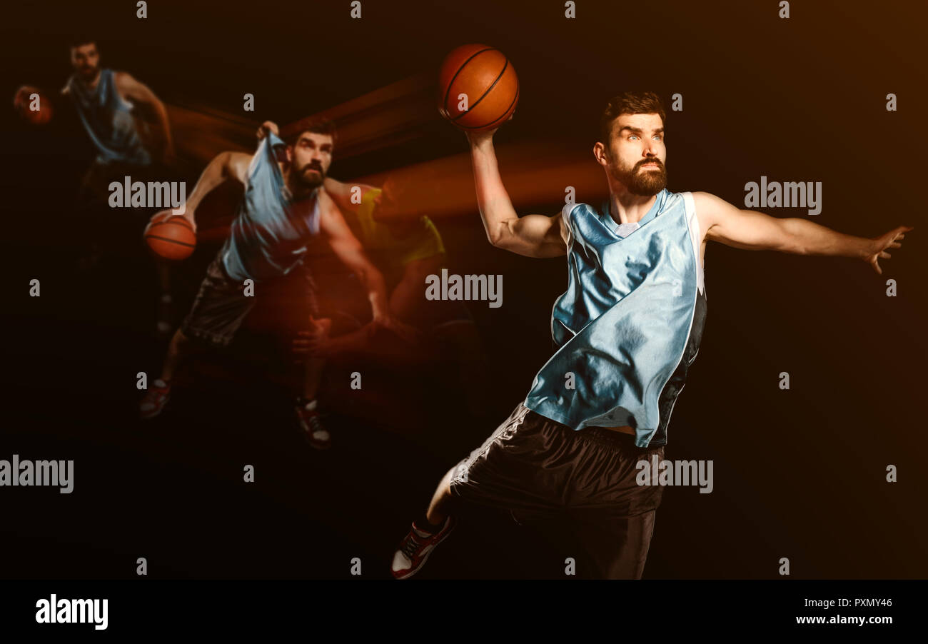 Basketball player overcoming obstacles Stock Photo - Alamy