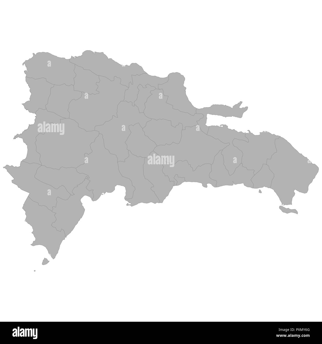 High quality map of Dominican Republic with borders of the regions on ...