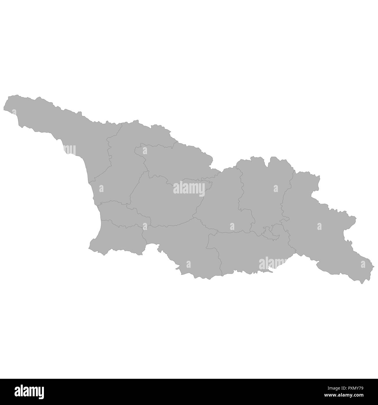 High quality map of Georgia with borders of the regions on white ...