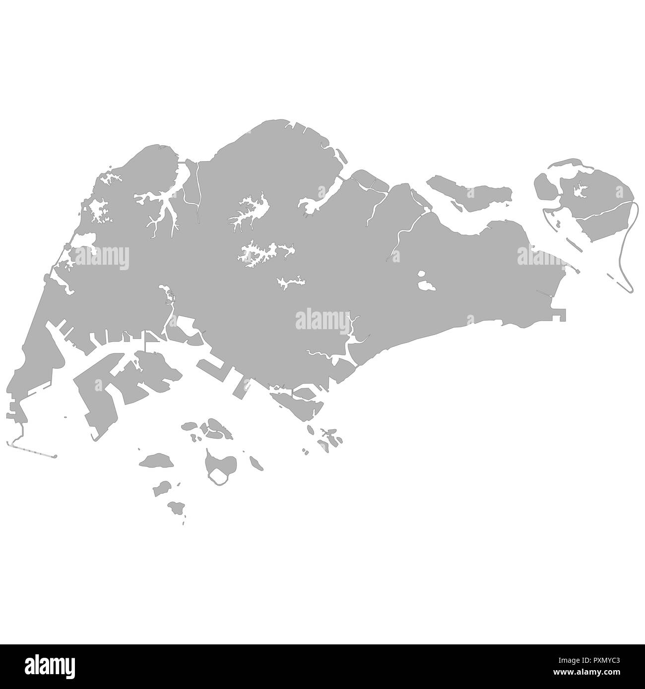 High quality map of Singapore with borders of the regions on white ...