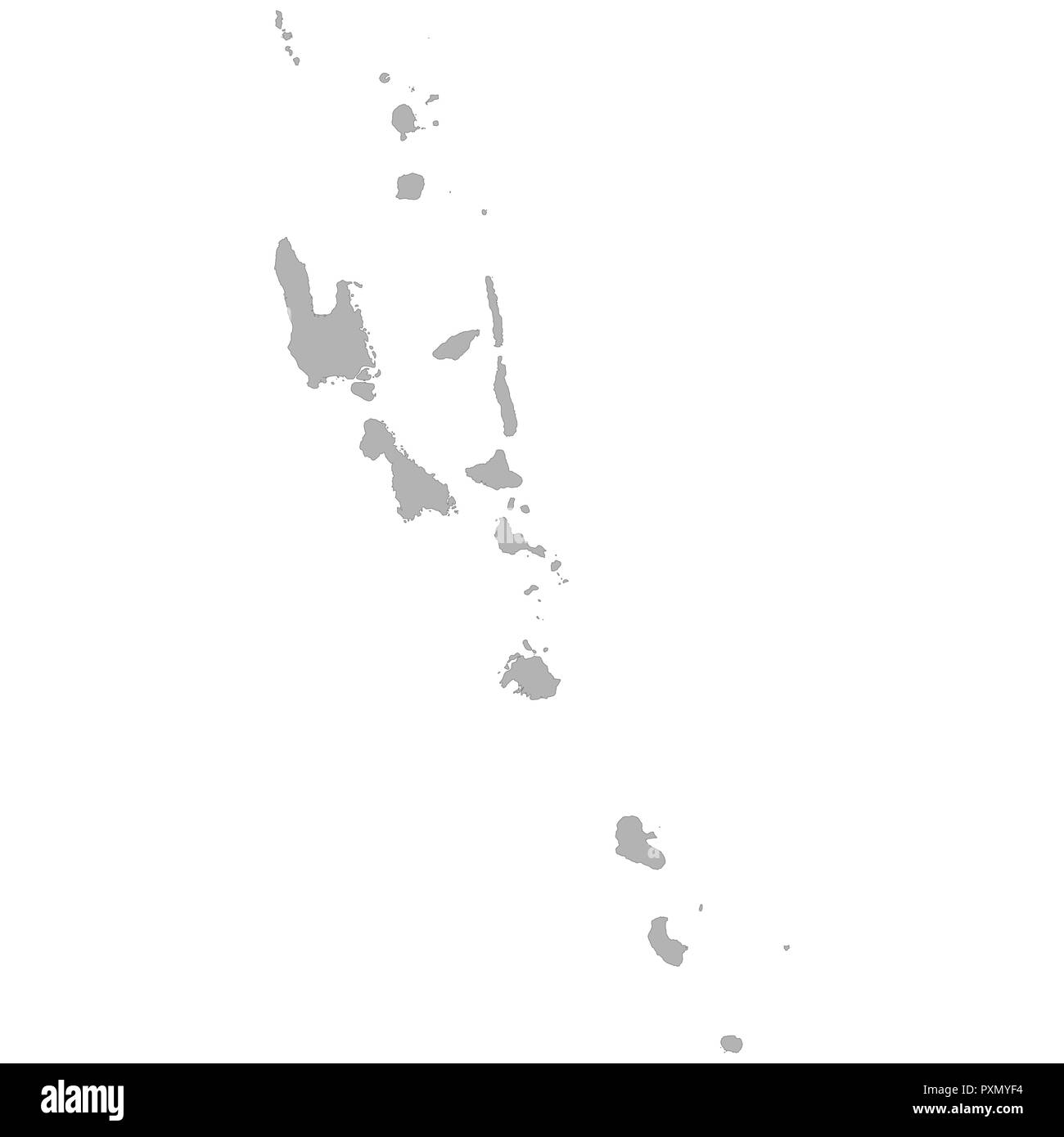High quality map of Vanuatu with borders of the regions on white ...