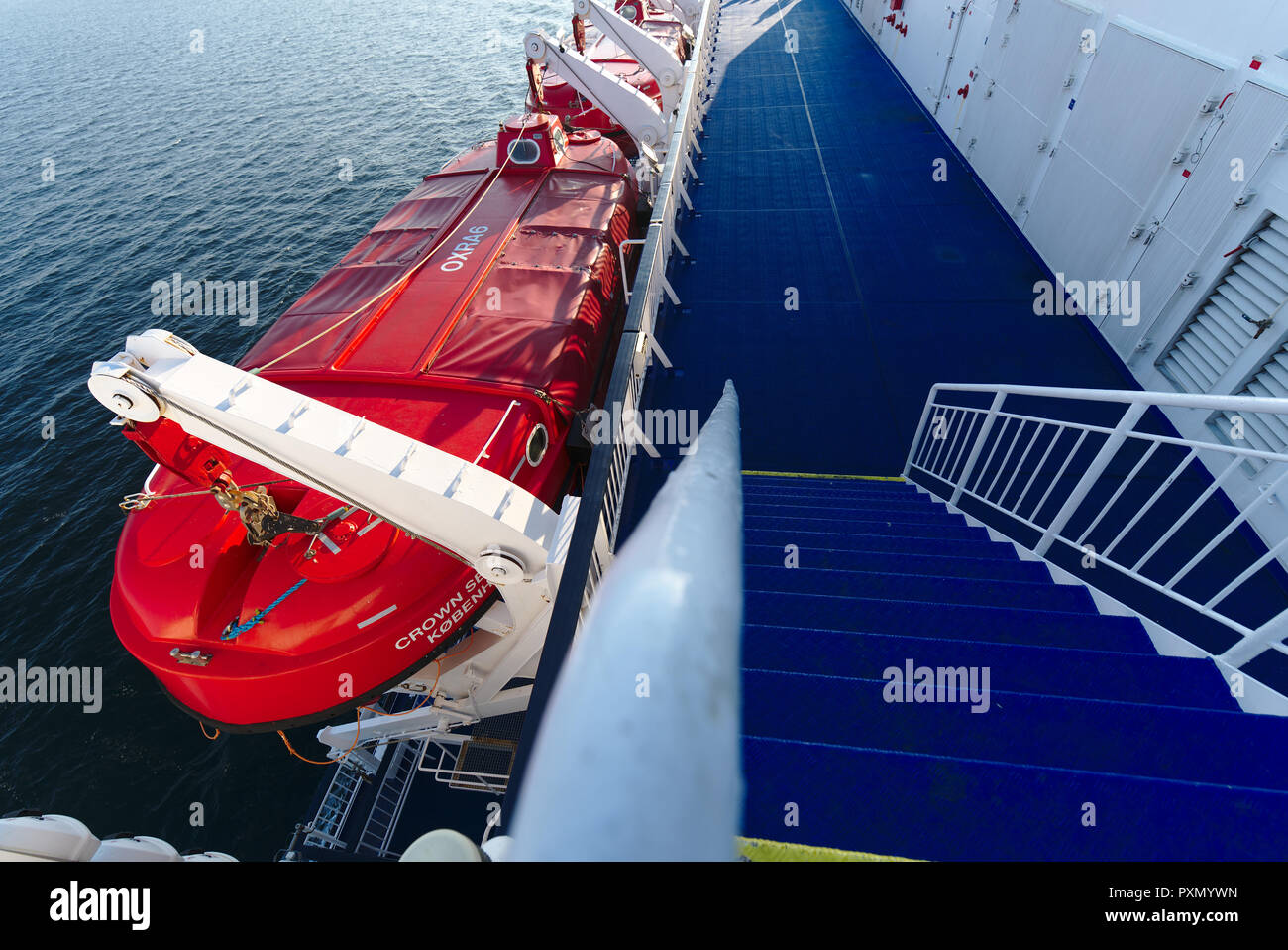 Life boat on DFDS ferry Stock Photo - Alamy