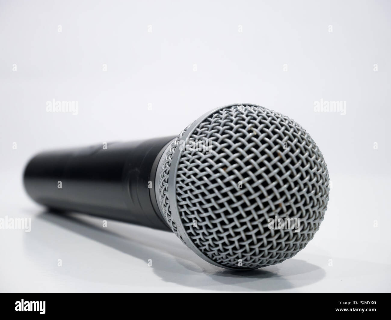 Wireless microphone on white background close up Stock Photo - Alamy