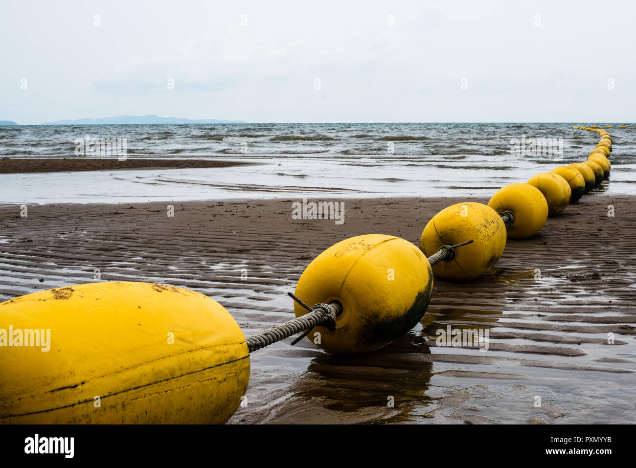 Buoyancy divide sea into save zone in Pattaya sea Stock Photo - Alamy