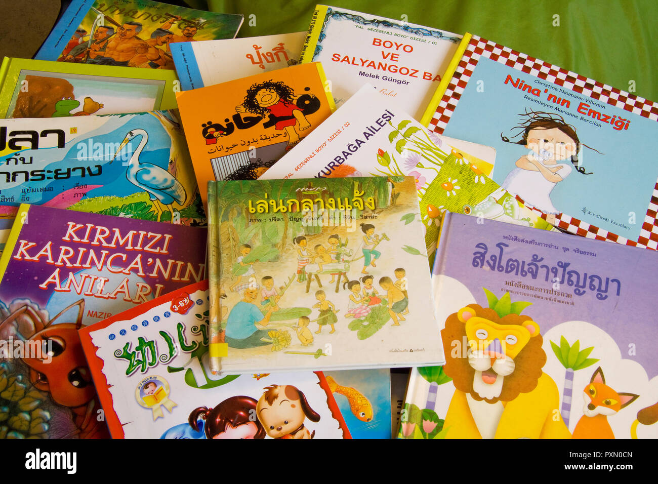 Copenhagen, Denmark - April 4, 2013: Books for children in different ...