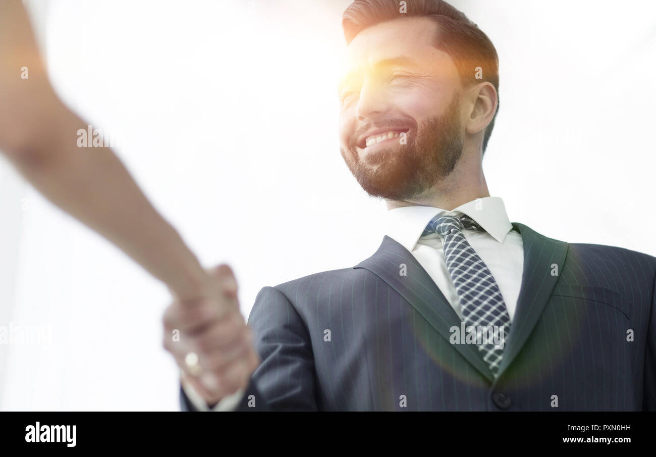 Image of business partners handshaking in office Stock Photo - Alamy