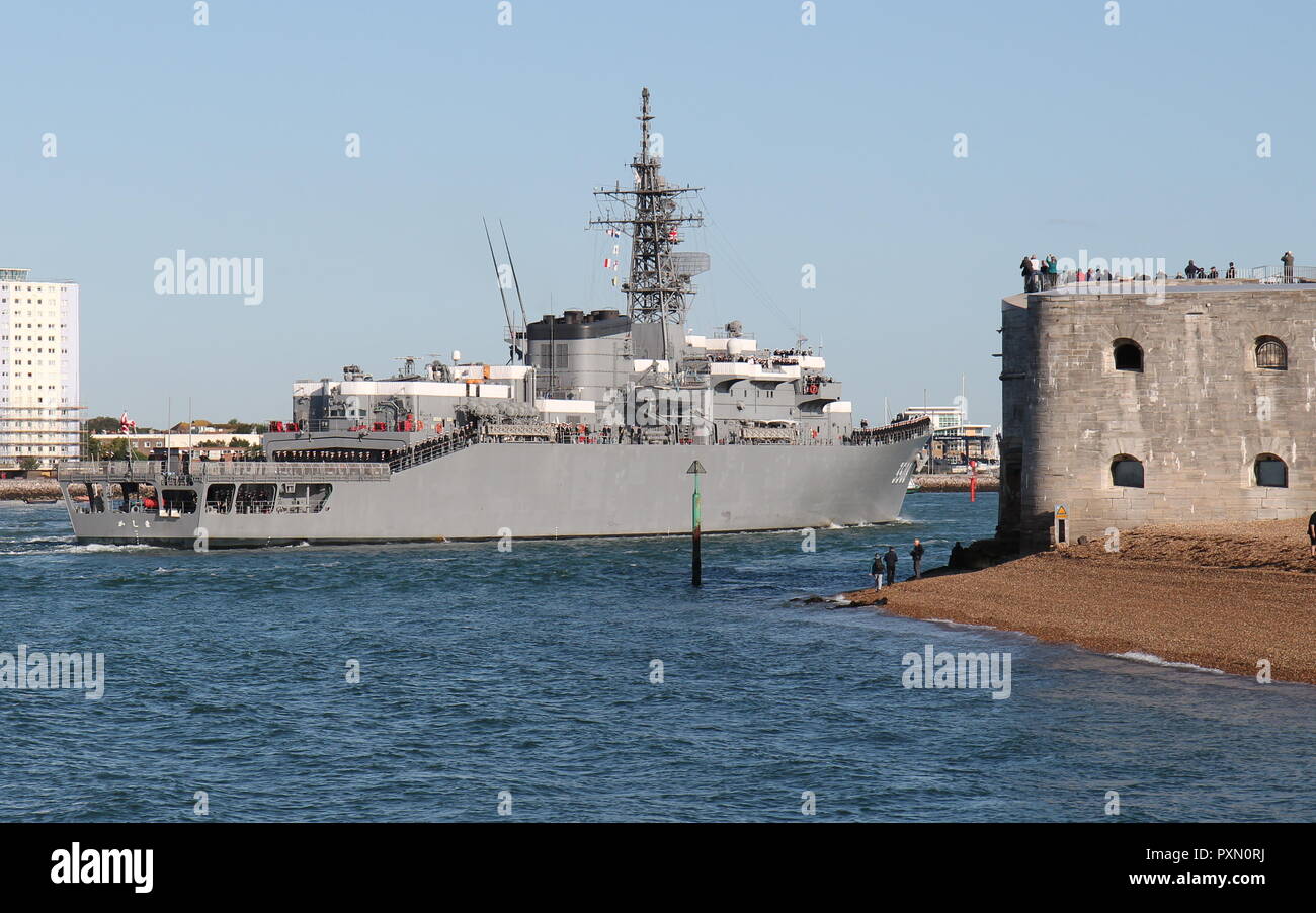 The Japanese training ship Kashima arriving in Portsmouth, UK on 25th ...