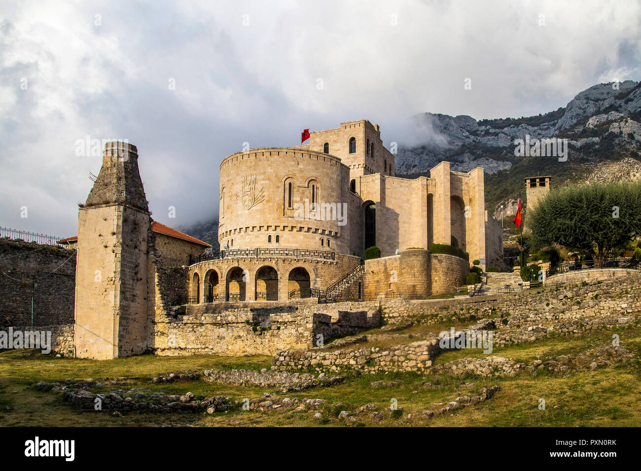 Castle Kruje, Kruje Albania, Skanderbeg Museum, Albania, Europe Stock ...