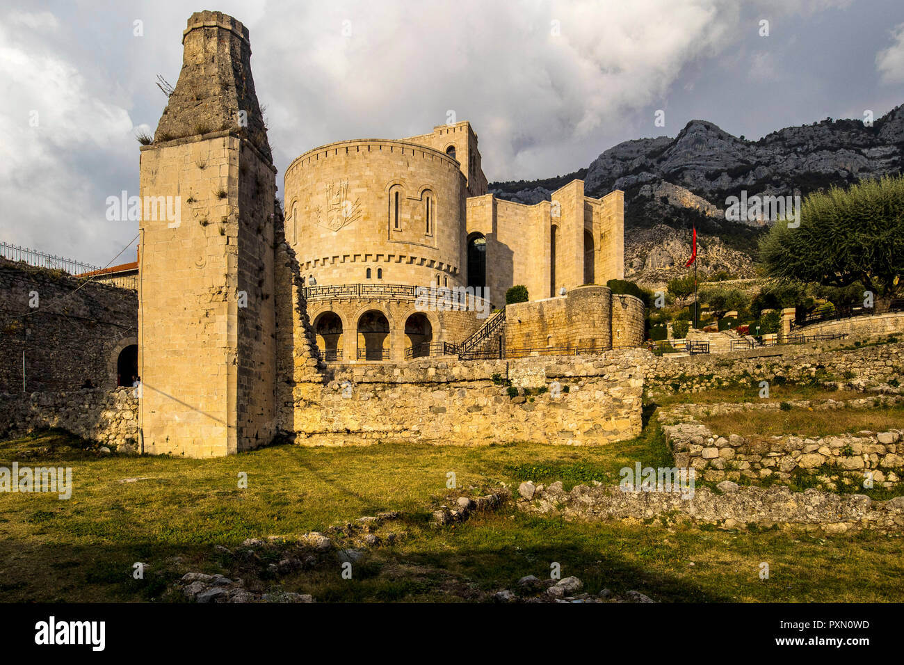 Castle Kruje, Kruje Albania, Skanderbeg Museum, Albania, Europe Stock ...