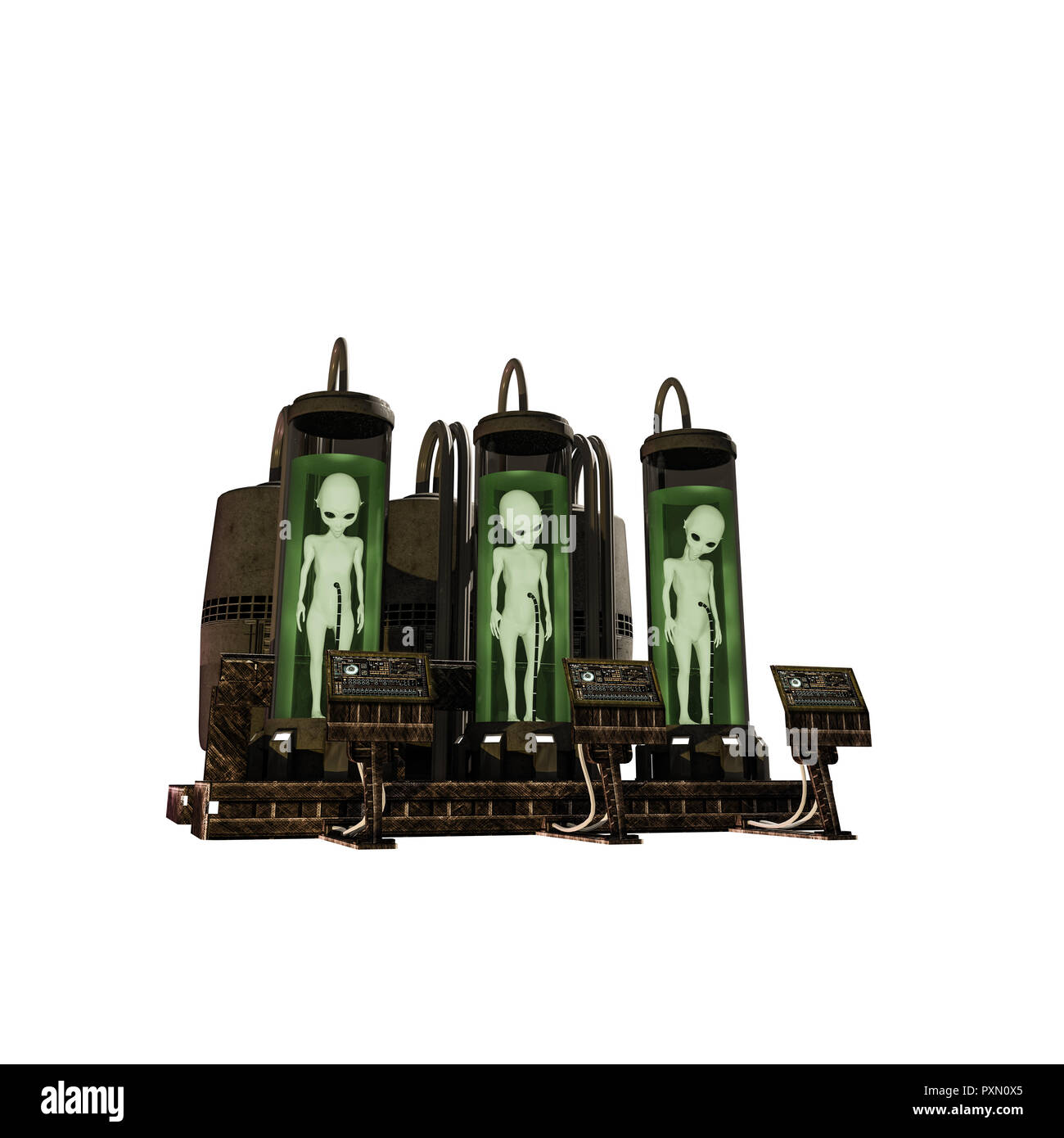 alien lab isolated on white background 3d illustration Stock Photo - Alamy