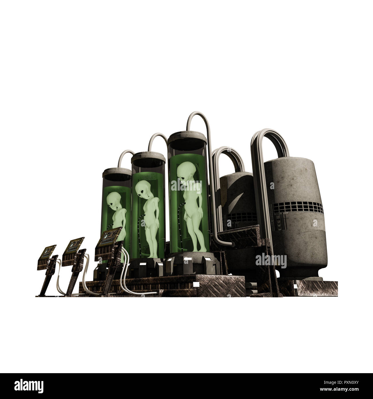 alien lab isolated on white background 3d illustration Stock Photo - Alamy