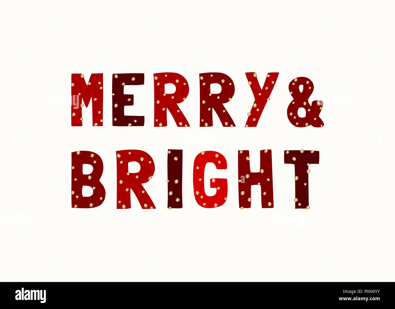 Festive typographic design isolated on white background. Text Merry ...