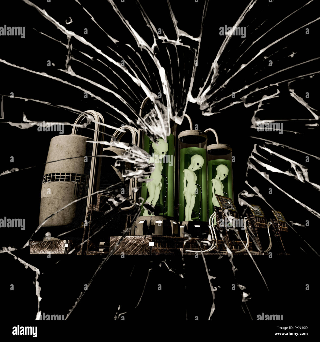 alien lab isolated on black background 3d illustration Stock Photo - Alamy