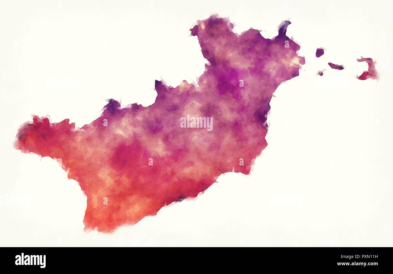 Larnaka district watercolor map of Cyprus in front of a white ...