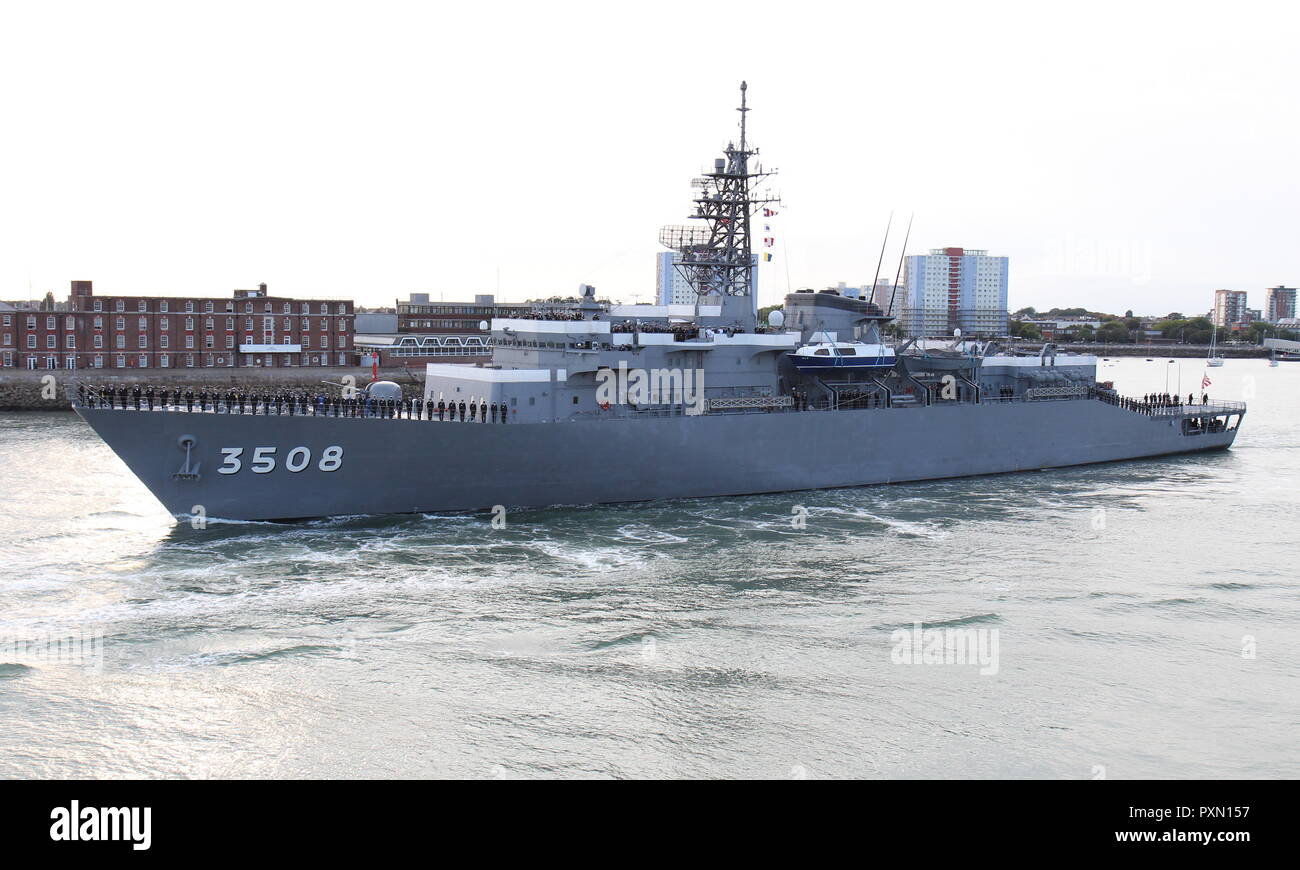 The Japanese training ship Kashima sailing from Portsmouth, UK on 28th ...
