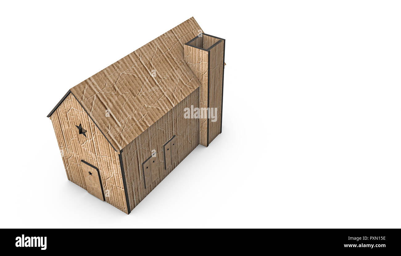 cardboard house isolated on white background 3d illustration Stock ...
