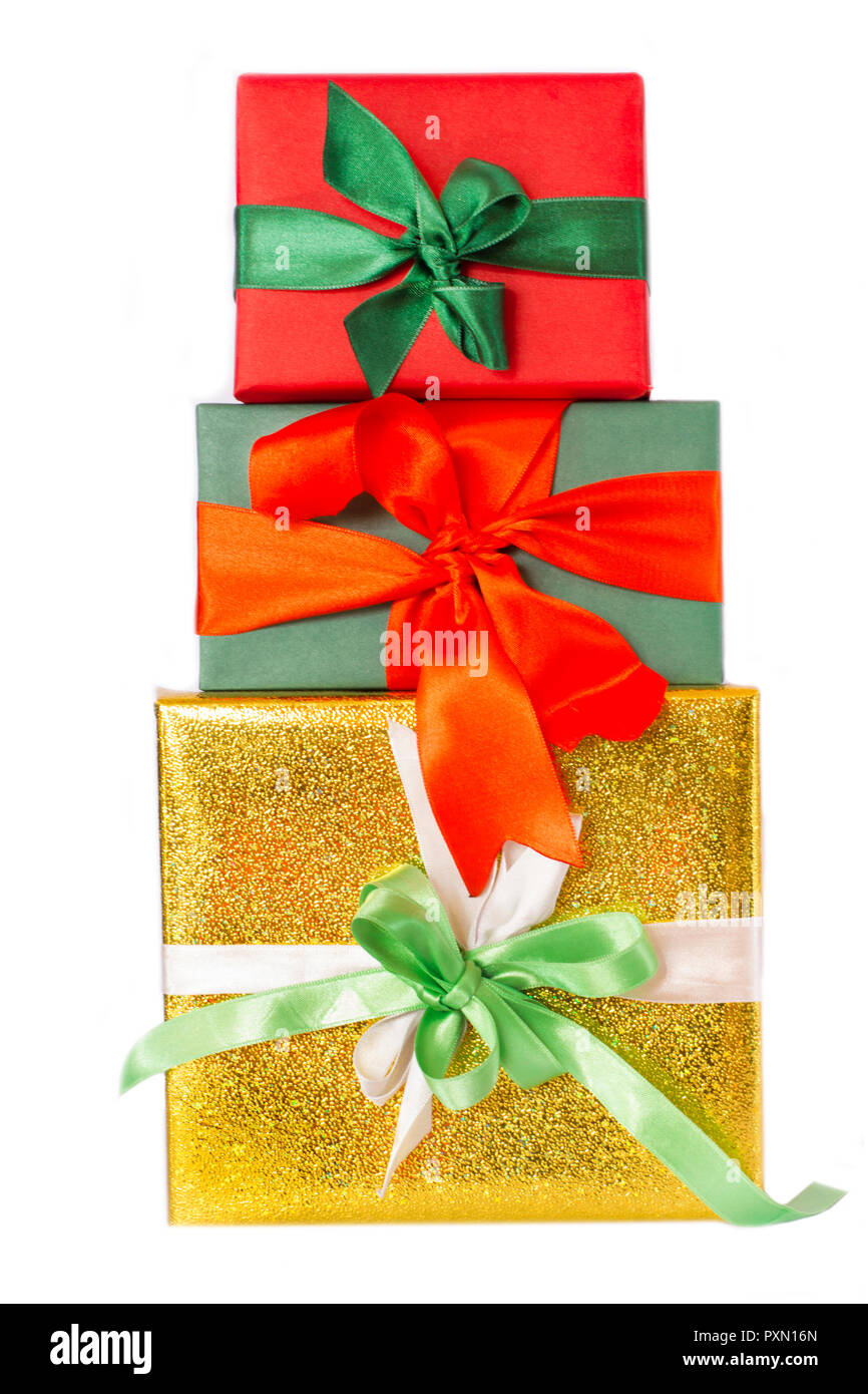 Group of presents and gift boxes isolated on white Stock Photo - Alamy