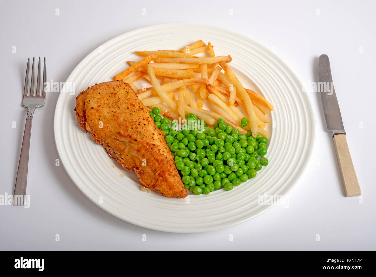 Fish, chips and peas Stock Photo - Alamy