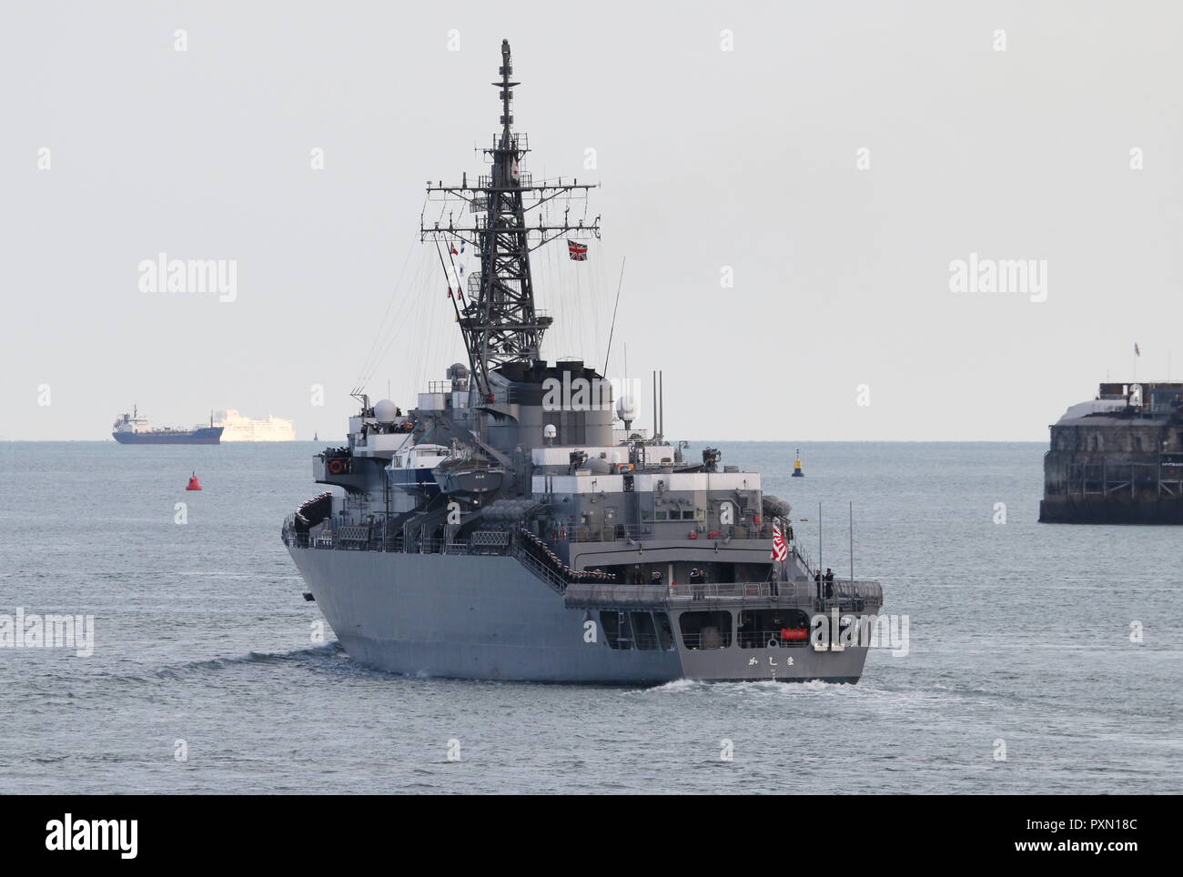 The Japanese training ship Kashima sailing from Portsmouth, UK on 28th ...