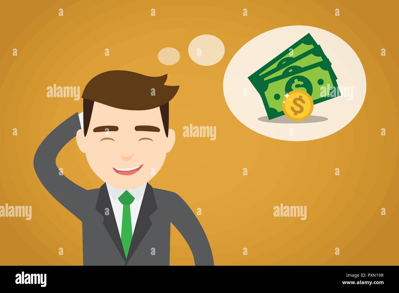 Cartoon illustration businessman thinking money High Resolution Stock ...