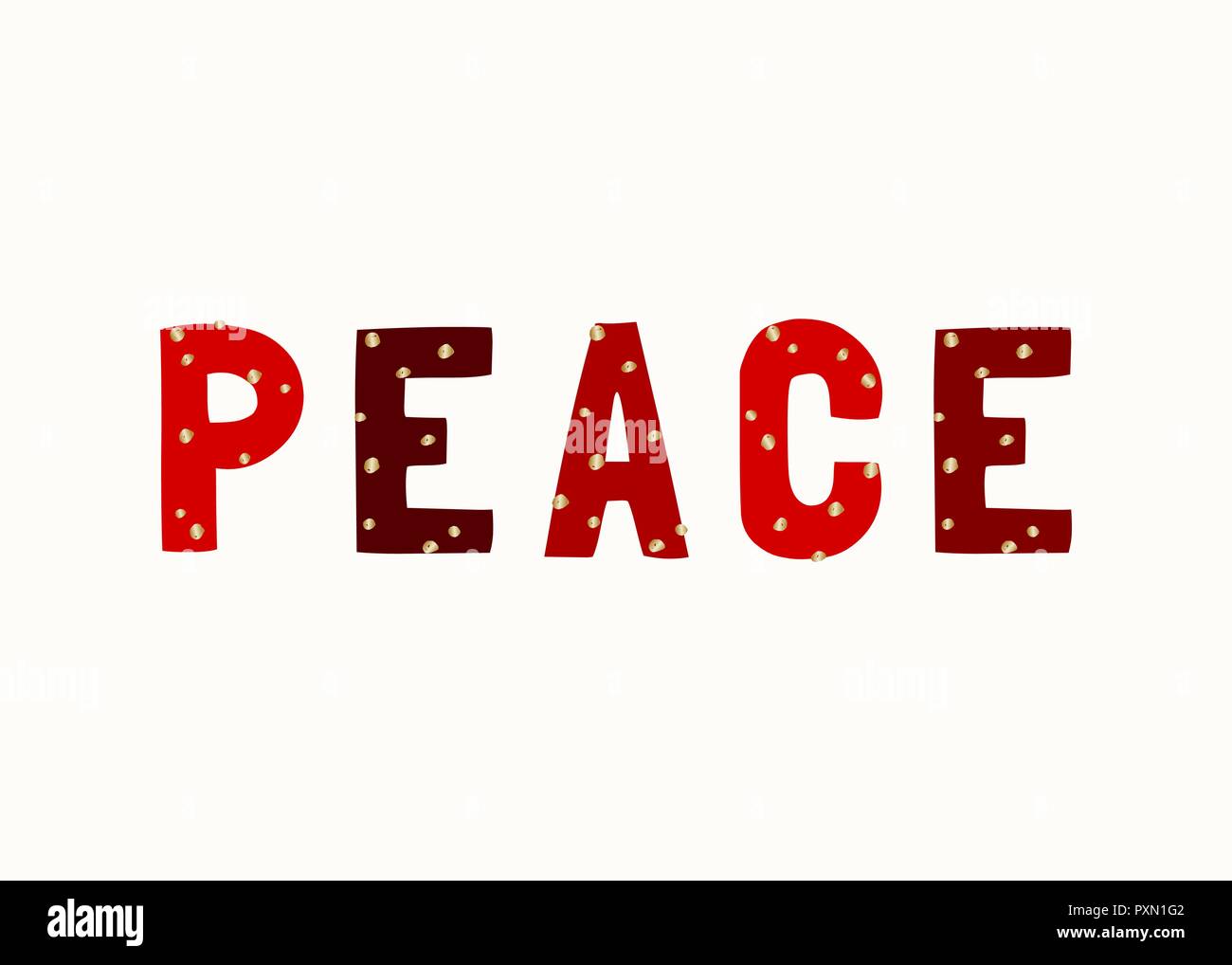 Festive typographic design isolated on white background. Text Peace ...