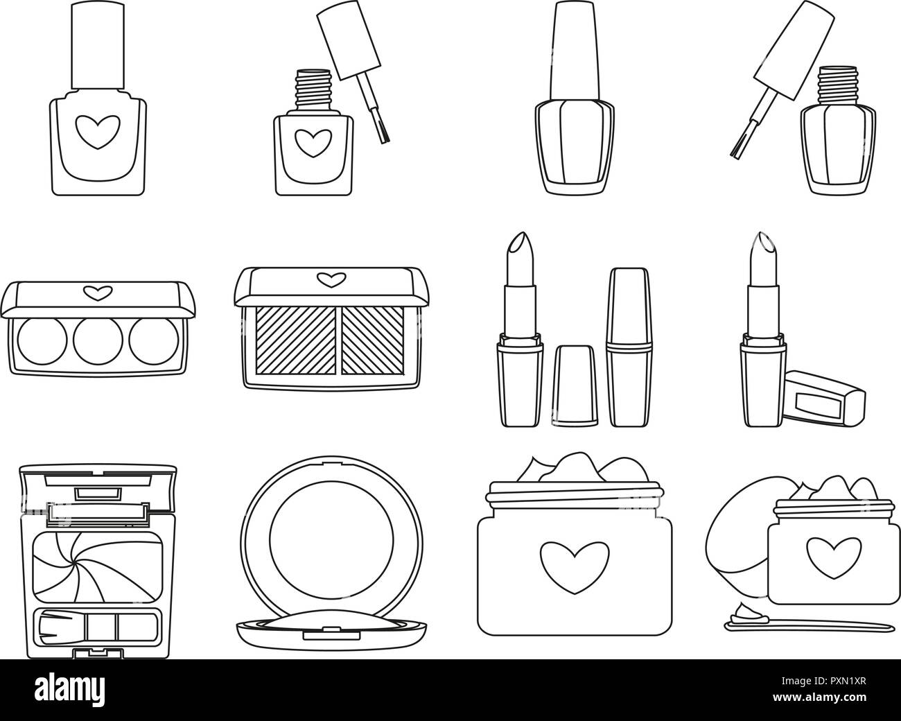 12 line art black and white make up elements Stock Vector Image & Art ...