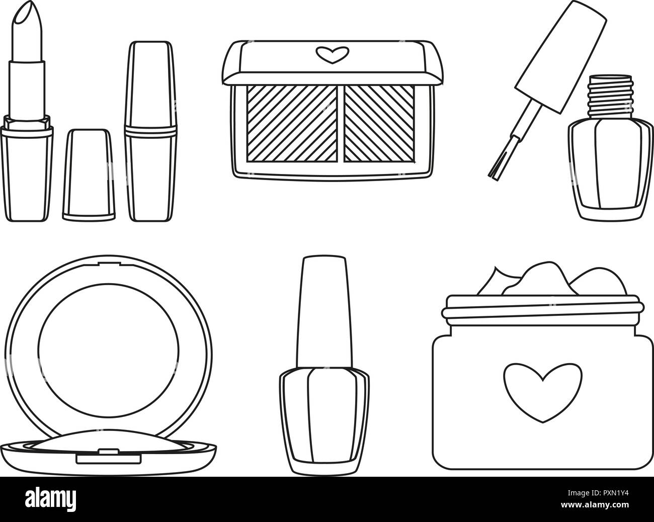 6 black and white line art make up elements Stock Vector Image & Art ...