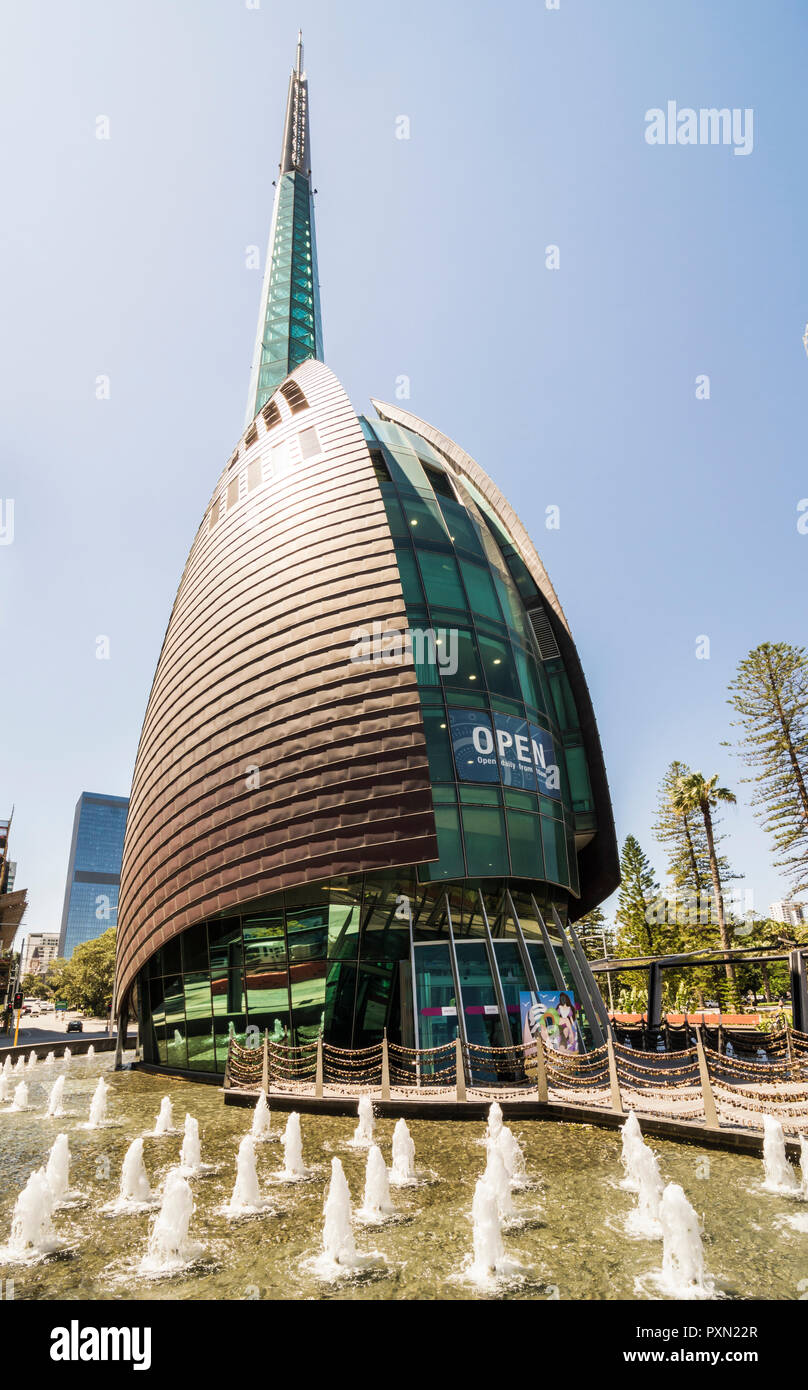 The Swan Bell Tower and forecourt fountains, Barrack Square, Perth ...