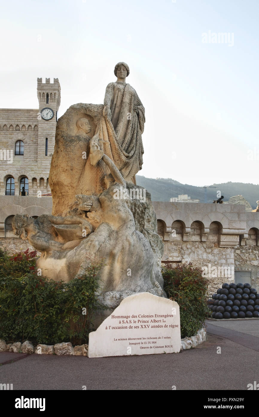 Monument to Albert I in Monaco-Ville. Principality of Monaco Stock ...