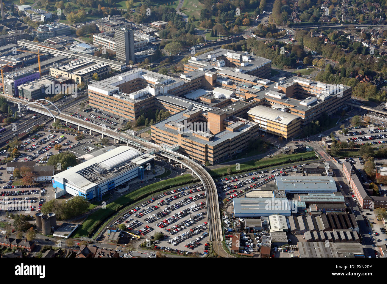 aerial view of The Queen's Medical Centre, Nottingham Stock Photo - Alamy