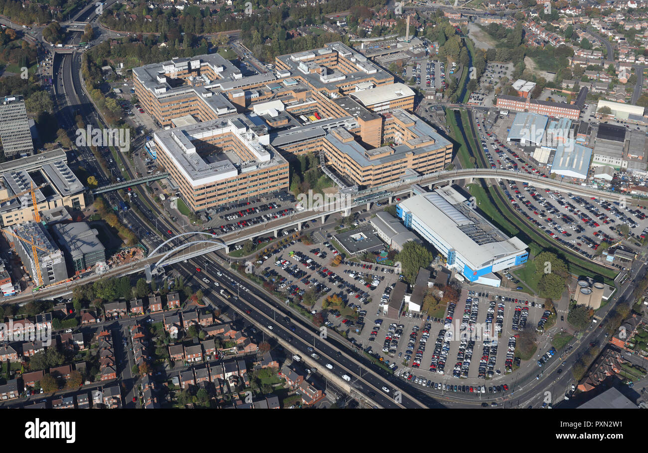 aerial view of The Queen's Medical Centre, Nottingham Stock Photo - Alamy