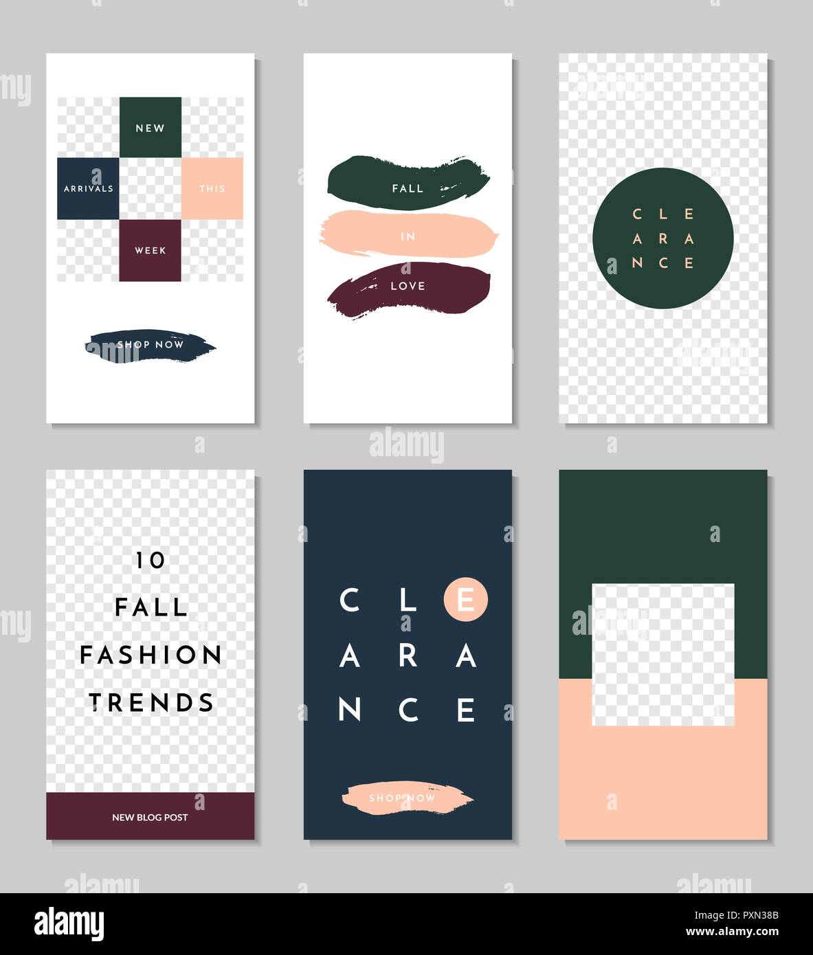 A set of six editable vertical templates for social media posts in ...