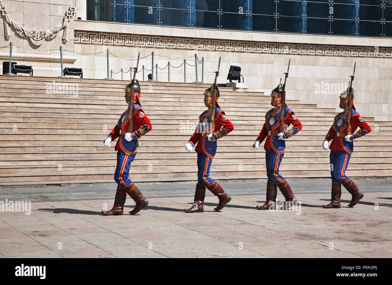 Guard of honor in front of Government Palace on Grand Chinggis Khaan ...