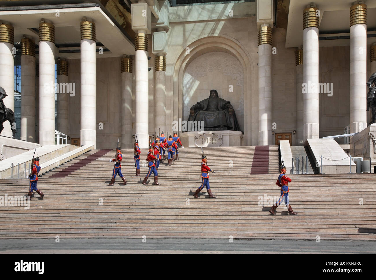 Guard of honor in front of Government Palace on Grand Chinggis Khaan ...